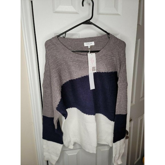 Gilli | Sweaters | New Gilli Plusreg Navy Charcoal Color Block Ri ...